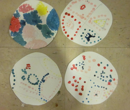 Literacy based art projects: We started with dots