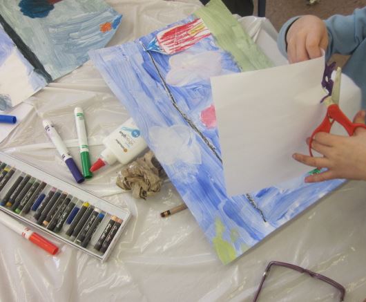 3 perspective rules in mixed media artwork for kids