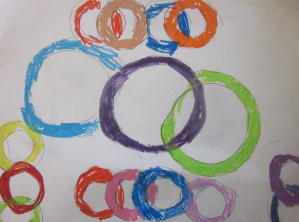 Overlapping circles. Teaches the perspective of objects in front and behind