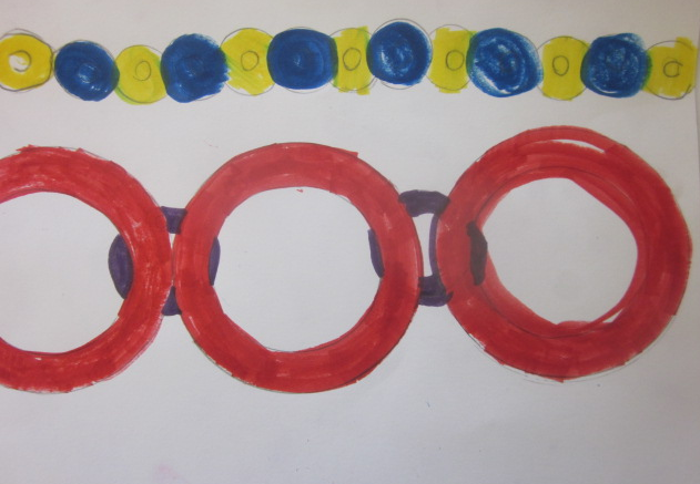 Overlapping circles. Teaches the perspective of objects in front and behind